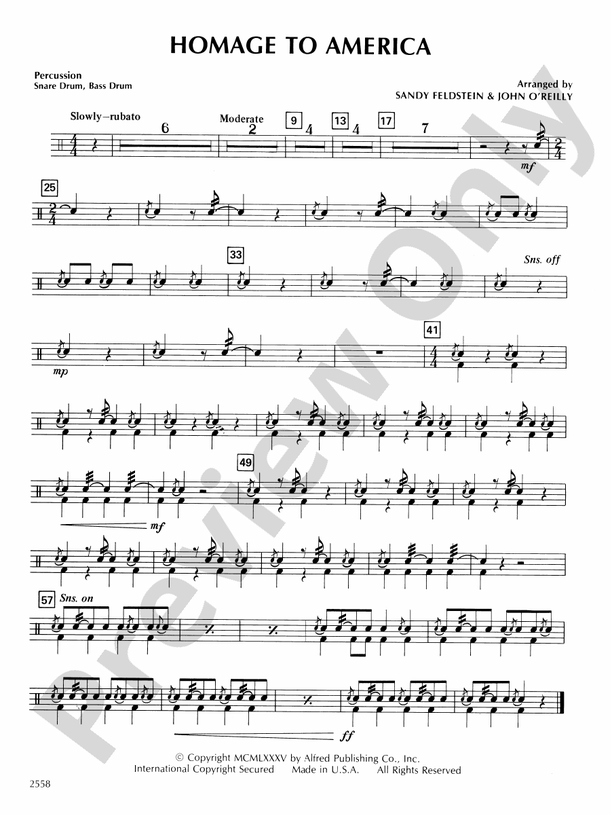 Homage to America: 1st Percussion: 1st Percussion Part - Digital Sheet ...