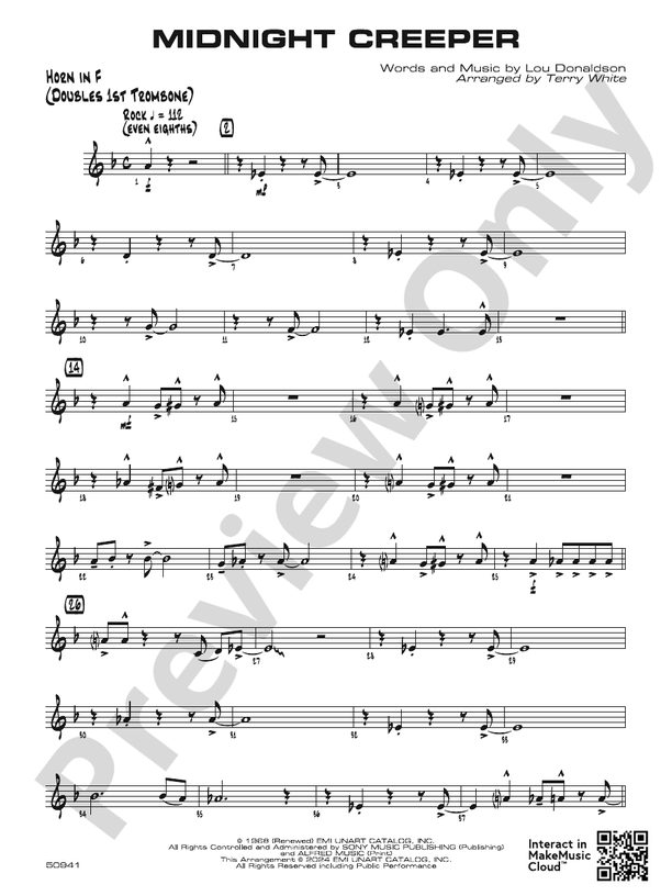 Midnight Creeper: 1st F Horn: 1st F Horn Part - Digital Sheet Music Download
