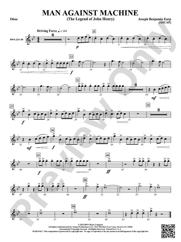 Man Against Machine - The Legend of John Henry: Oboe: Oboe Part: Joseph ...