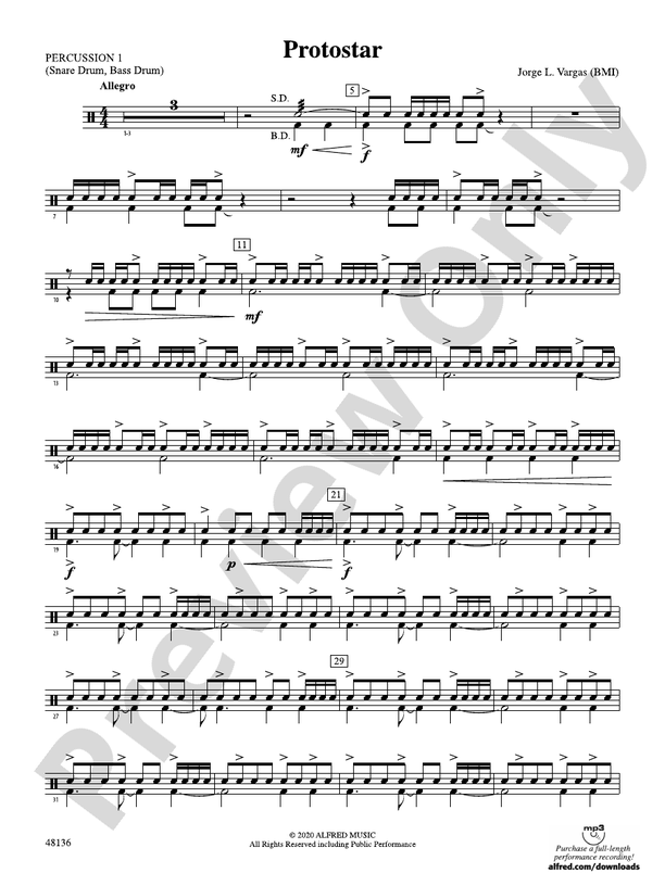 Protostar: 1st Percussion: 1st Percussion Part - Digital Sheet Music Download