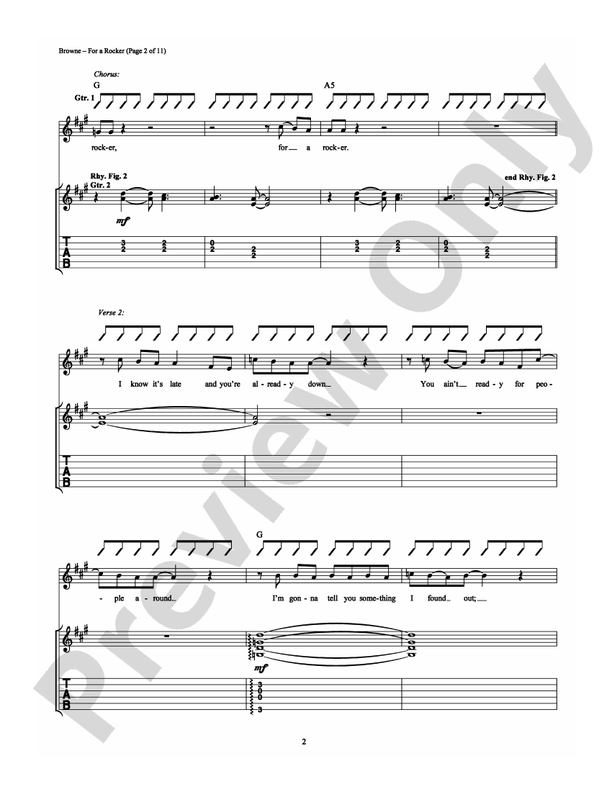 For a Rocker: Guitar TAB: Jackson Browne - Digital Sheet Music Download
