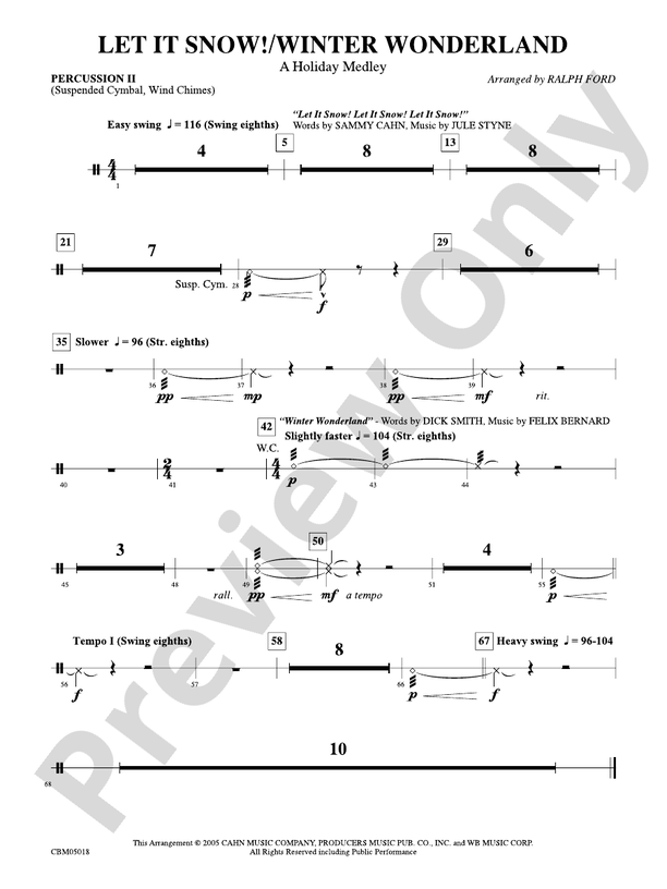 Let It Snow! / Winter Wonderland: 2nd Percussion: 2nd Percussion Part ...