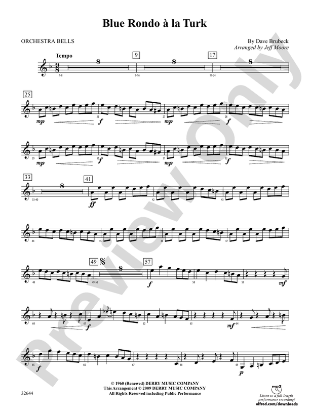 Blue Rondo à la Turk: Bells: Bells Part - Digital Sheet Music Download