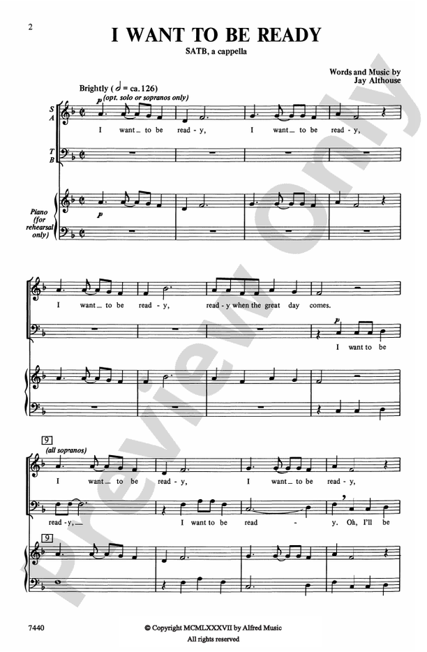 I Want to Be Ready: SATB, a cappella Choral Octavo: Jay Althouse ...