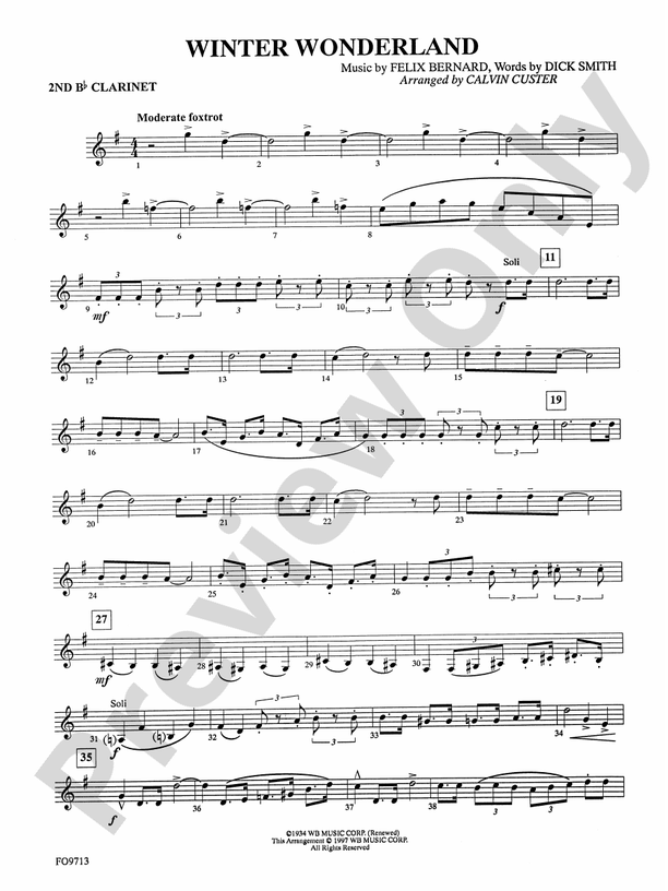 Winter Wonderland: 2nd B-flat Clarinet: 2nd B-flat Clarinet Part ...