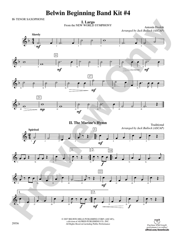 Belwin Beginning Band Kit #4: B-flat Tenor Saxophone: B-flat Tenor ...