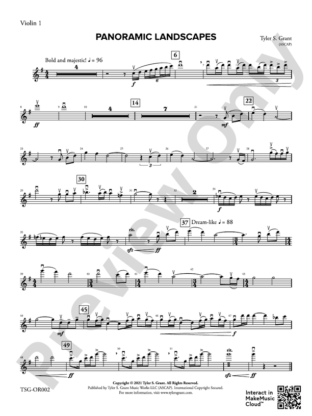 Panoramic Landscapes: 1st Violin: 1st Violin Part - Digital Sheet Music Download