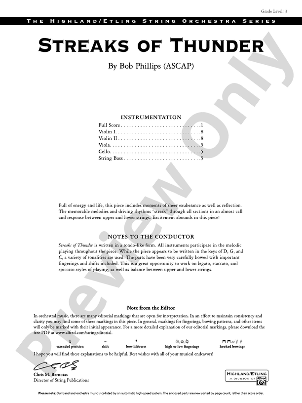 Streaks of Thunder: Score: String Orchestra Score - Digital Sheet Music ...