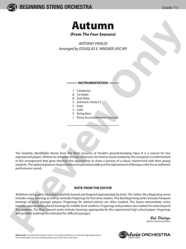 Autumn (from The Four Seasons): Score: String Orchestra Score - Digital ...