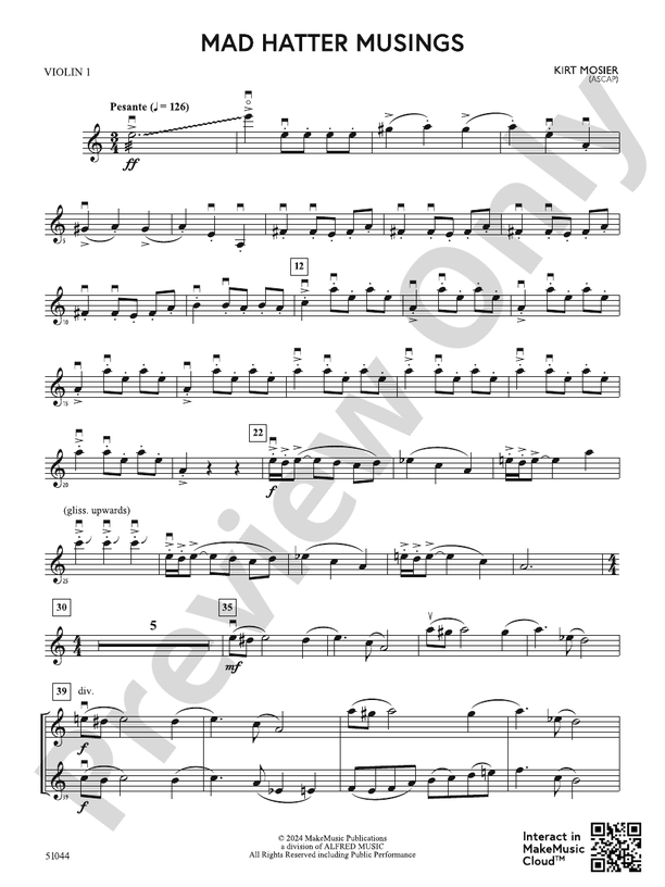 Mad Hatter Musings: String Orchestra Conductor Score & Parts: Kirt ...