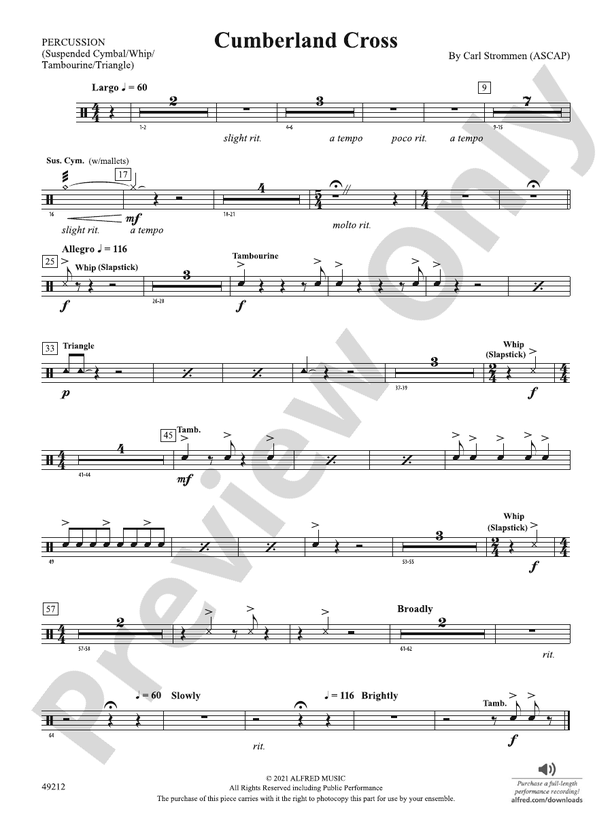 Cumberland Cross: 1st Percussion: 1st Percussion Part - Digital Sheet ...