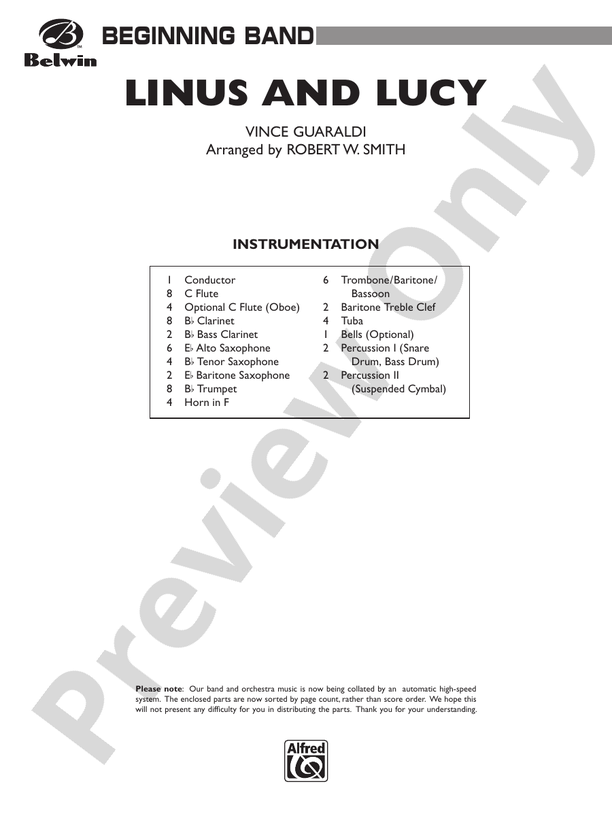 Linus and Lucy: Score: Concert Band Score - Digital Sheet Music Download