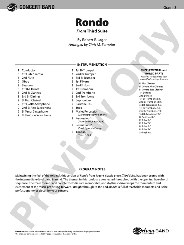 Rondo: Score: Concert Band Score - Digital Sheet Music Download