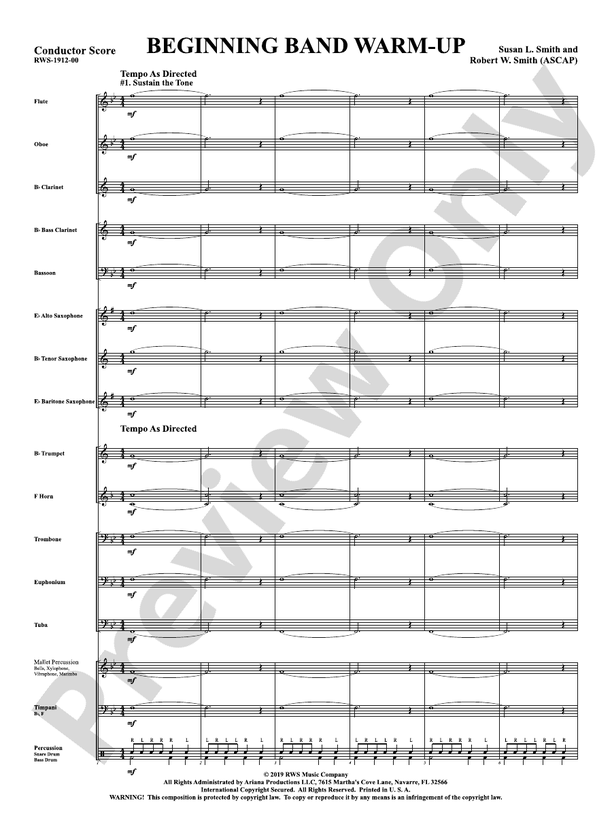 Beginning Band Warm-Up: Concert Band Conductor Score & Parts: Robert W ...