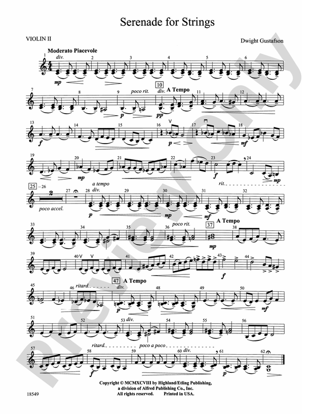 Serenade for Strings: 2nd Violin: 2nd Violin Part - Digital Sheet Music Download