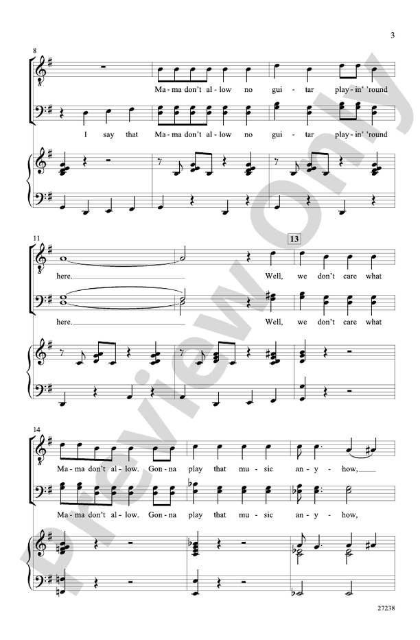 Mama Don't Allow: TBB Choral Octavo - Digital Sheet Music Download
