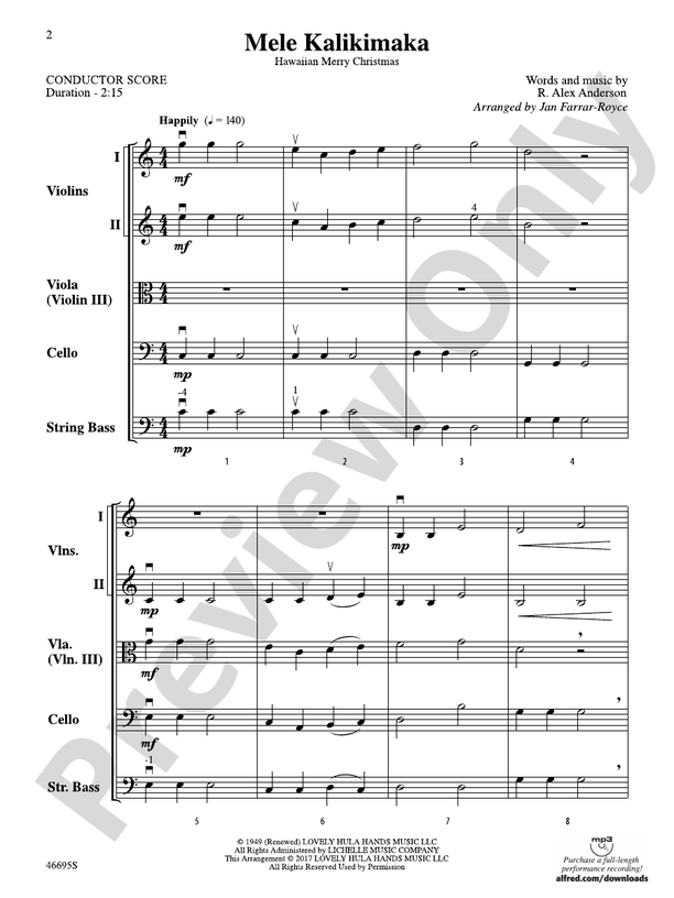 Mele Kalikimaka: Score: String Orchestra Score - Digital Sheet Music ...