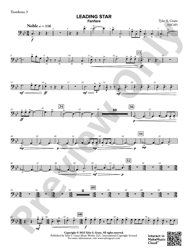 Leading Star Fanfare: 3rd Trombone: 3rd Trombone Part - Digital Sheet Music Download