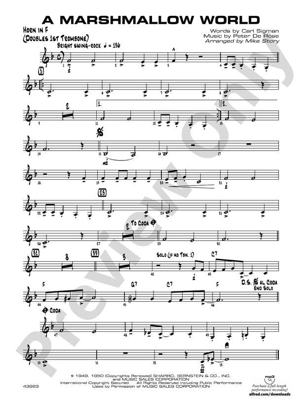 A Marshmallow World: 1st F Horn: 1st F Horn Part - Digital Sheet Music ...