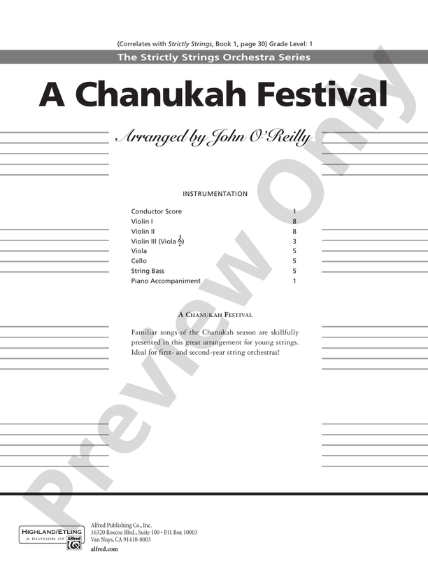 A Chanukah Festival: Score: String Orchestra Score - Digital Sheet ...