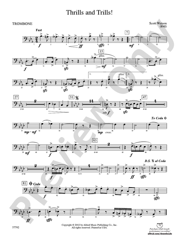 Thrills and Trills!: 1st Trombone: 1st Trombone Part - Digital Sheet ...