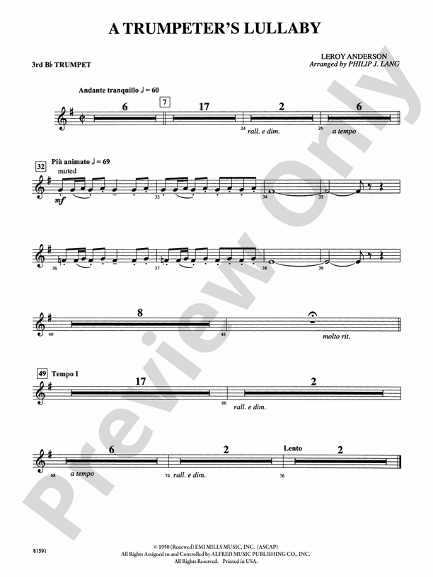 Trumpeter's Lullaby: 3rd B-flat Trumpet: 3rd B-flat Trumpet Part - Digital Sheet Music Download