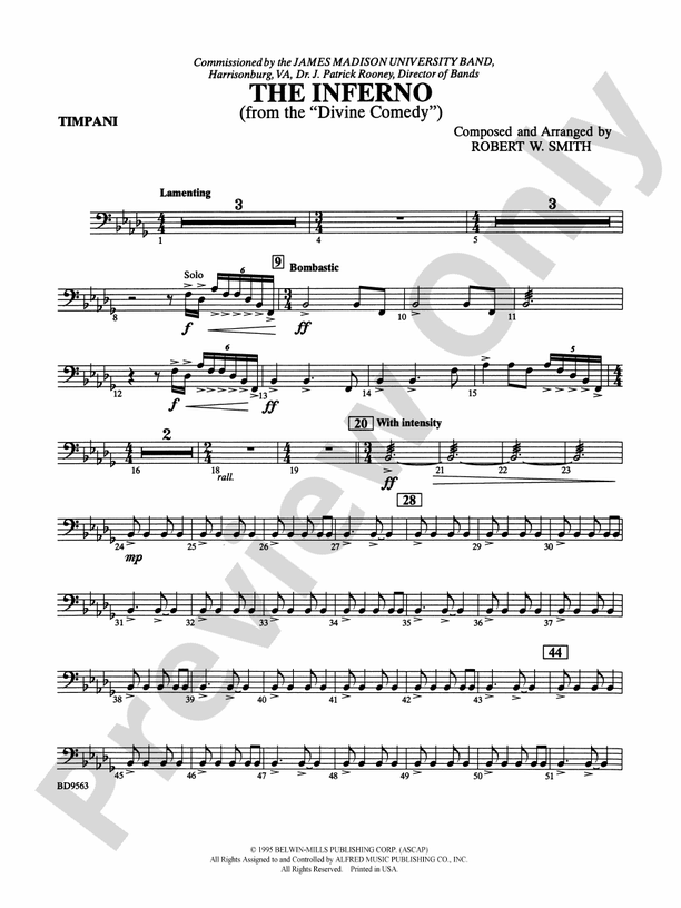 The Inferno: Timpani: Timpani Part - Digital Sheet Music Download