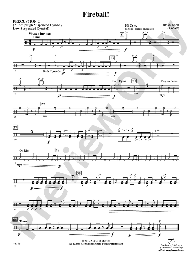 Fireball!: 2nd Percussion: 2nd Percussion Part - Digital Sheet Music ...