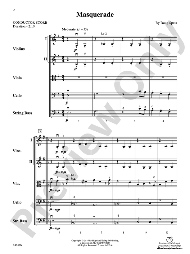 Masquerade: String Orchestra Conductor Score & Parts: Doug Spata ...