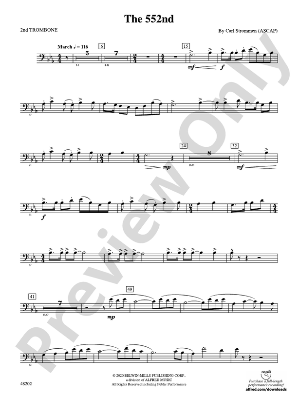 The 552nd: 2nd Trombone: 2nd Trombone Part - Digital Sheet Music Download