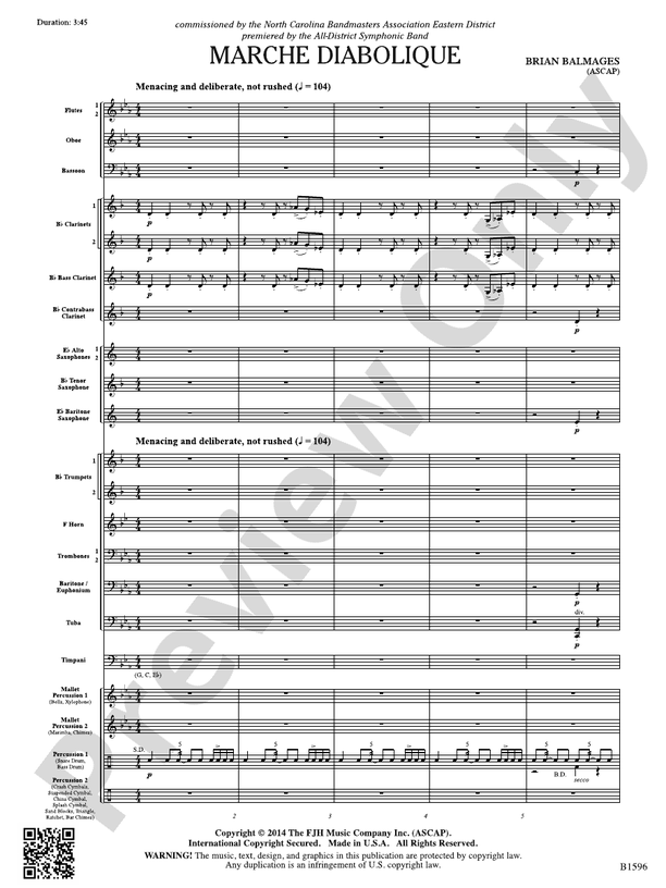 Marche Diabolique: Concert Band Conductor Score & Parts: Brian Balmages - Digital Sheet Music ...