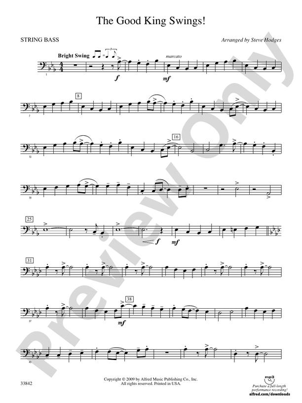 The Good King Swings!: (wp) String Bass: (wp) String Bass World Part - Digital Sheet Music Download
