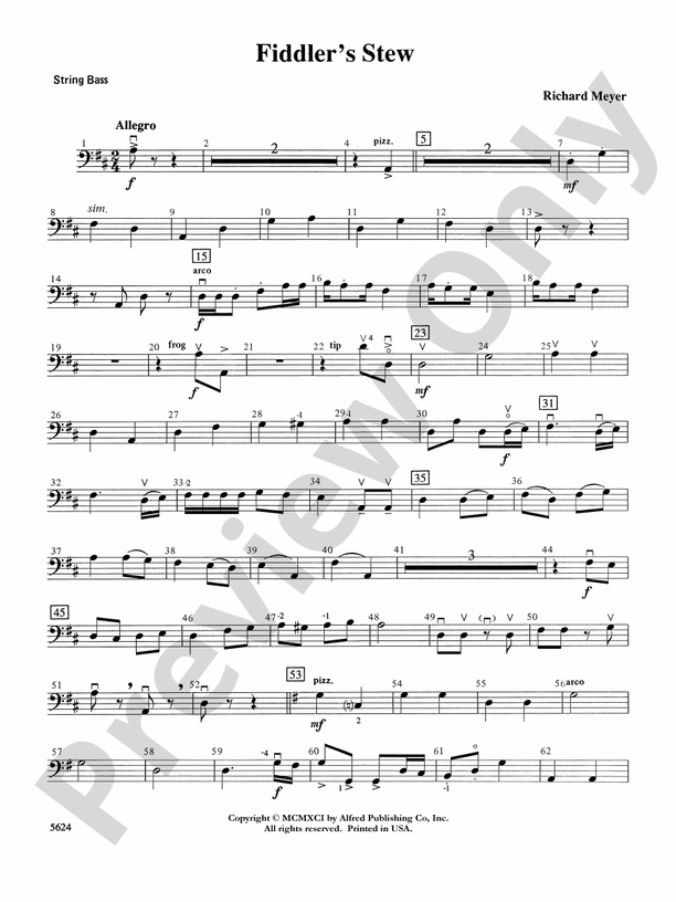 Fiddler's Stew: String Bass: String Bass Part - Digital Sheet Music ...