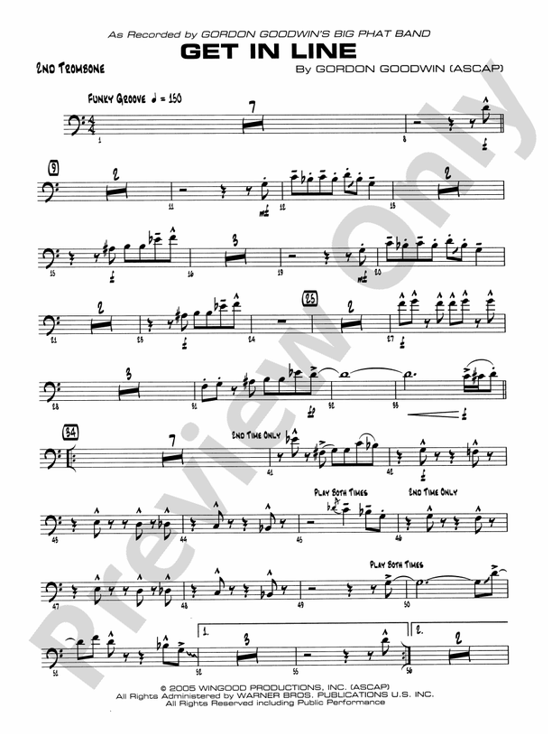 Get in Line: 2nd Trombone: 2nd Trombone Part - Digital Sheet Music Download