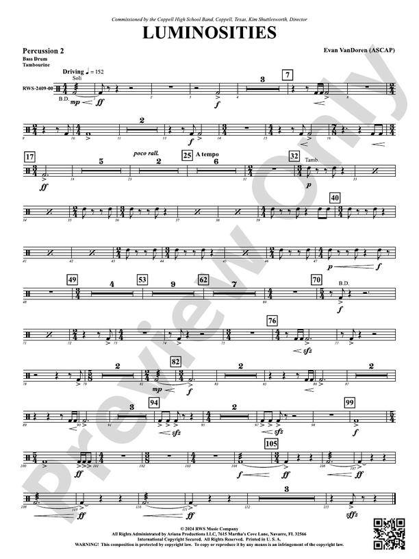Luminosities: 2nd Percussion: 2nd Percussion Part: Evan VanDoren - Digital Sheet Music Download