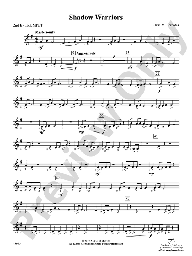 Shadow Warriors: 2nd B-flat Trumpet: 2nd B-flat Trumpet Part - Digital ...