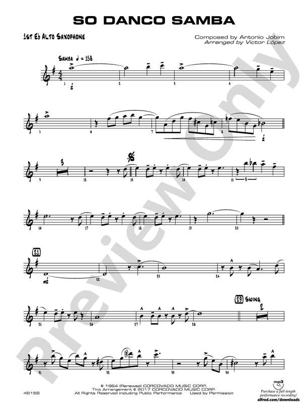 So Danco Samba E Flat Alto Saxophone E Flat Alto Saxophone Part
