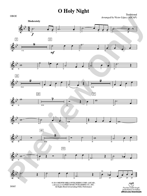 O Holy Night: Oboe: Oboe Part - Digital Sheet Music Download