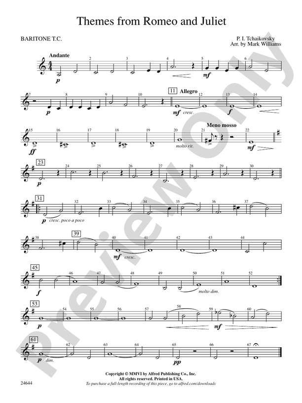 Romeo and Juliet, Themes from: Baritone T.C.: Baritone T.C. Part ...
