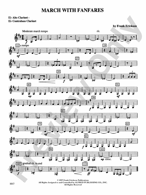 March with Fanfares: E-flat Alto Clarinet: E-flat Alto Clarinet Part ...