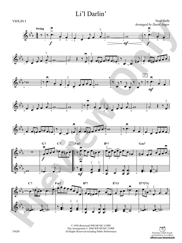 Li'l Darlin': 1st Violin: 1st Violin Part - Digital Sheet Music Download