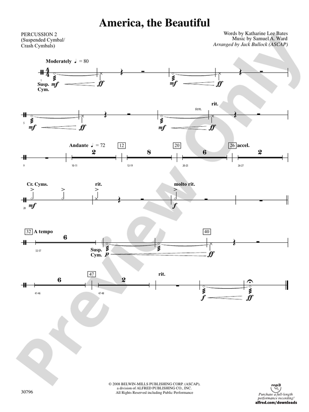 America, the Beautiful: 2nd Percussion: 2nd Percussion Part - Digital ...