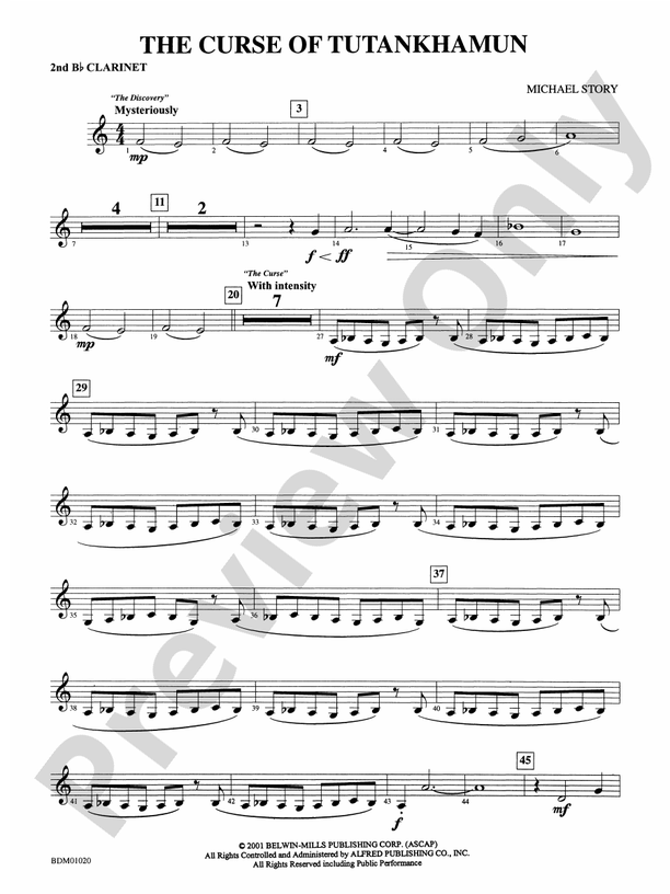 The Curse of Tutankhamun: 2nd B-flat Clarinet: 2nd B-flat Clarinet Part ...