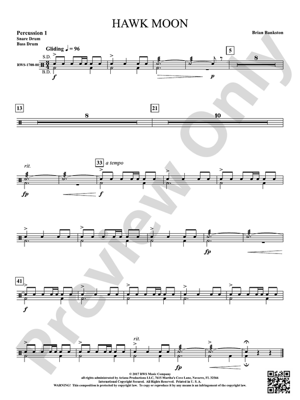 Hawk Moon: 1st Percussion: 1st Percussion Part: Brian Bankston ...
