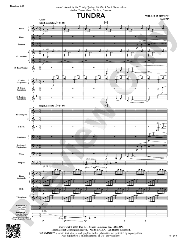 Tundra: Score: Concert Band Score: William Owens - Digital Sheet Music ...
