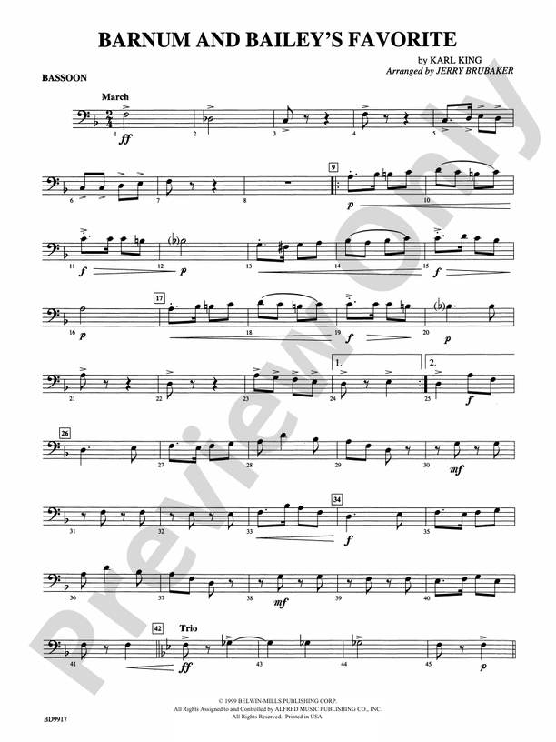 Barnum and Bailey's Favorite: Bassoon: Bassoon Part - Digital Sheet ...
