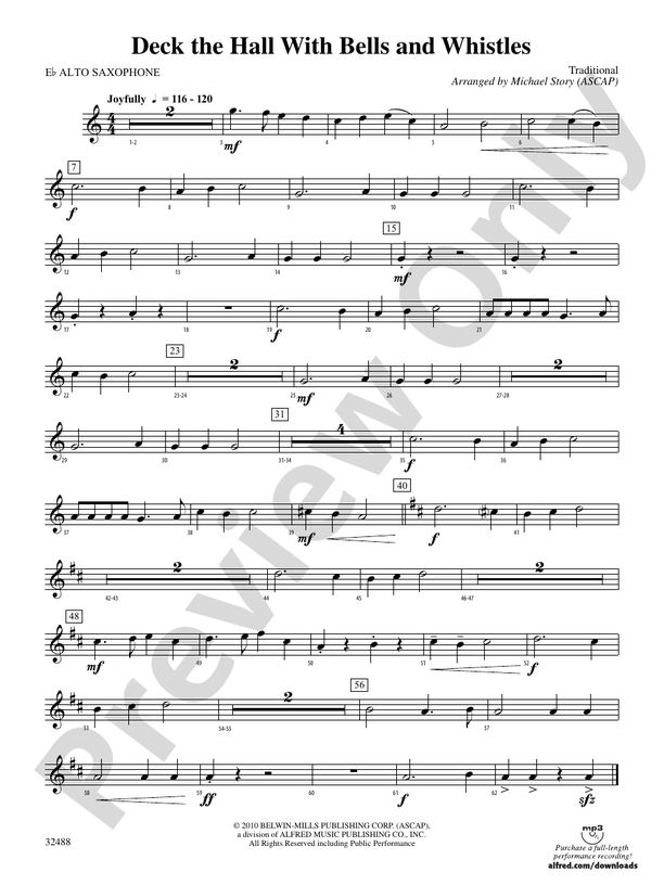 Deck the Hall with Bells and Whistles: E-flat Alto Saxophone: E-flat ...