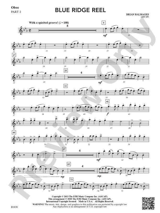 Blue Ridge Reel: Part 2 Oboe: Part 2 Oboe Part: Brian Balmages ...
