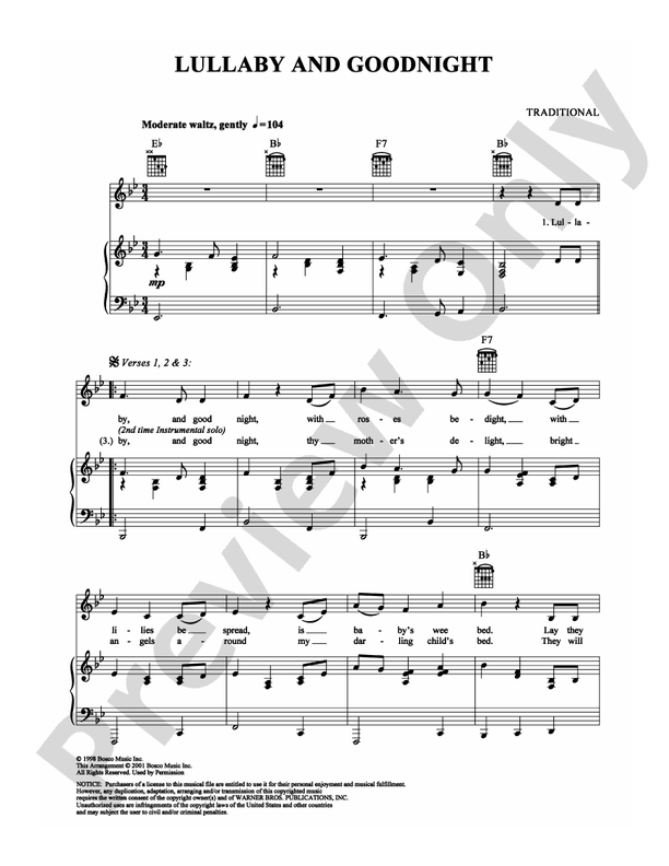 Lullaby and Goodnight: Piano/Vocal/Chords: Traditional - Digital Sheet ...