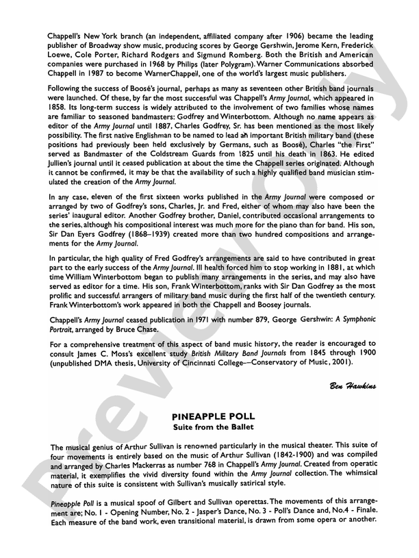 Pineapple Poll (Suite from the Ballet): Score: Concert Band Score ...